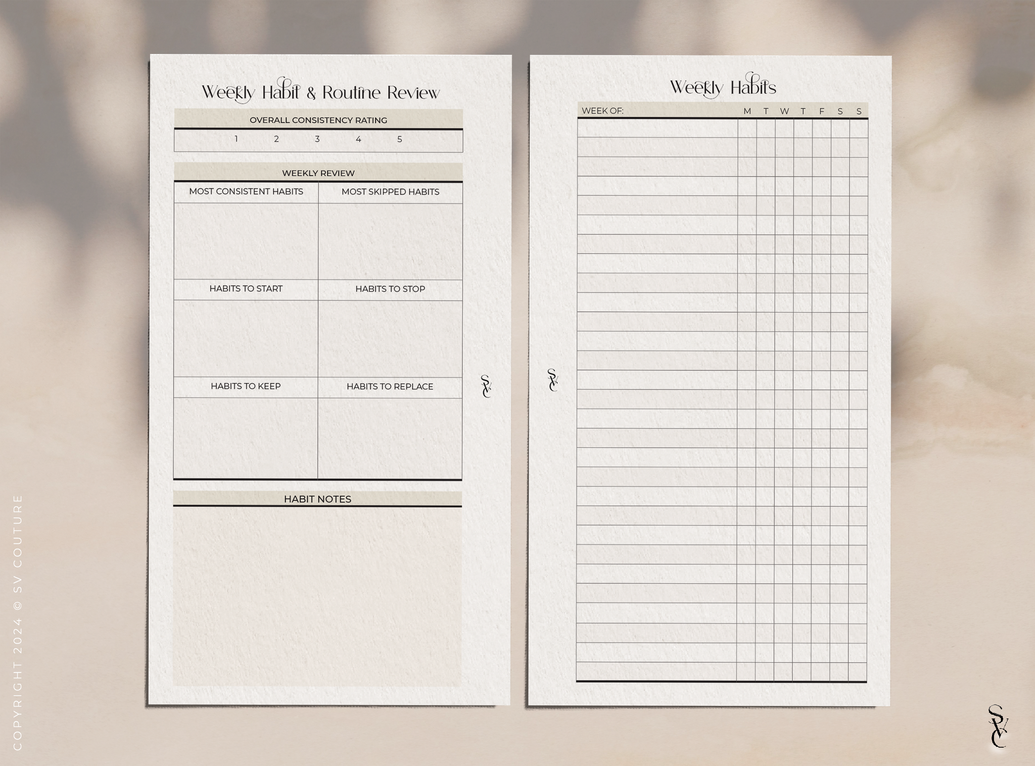 Weekly Habit Tracker + Reflection