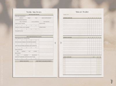 Weekly Skincare Routine Tracker + Assessment Planner Insert